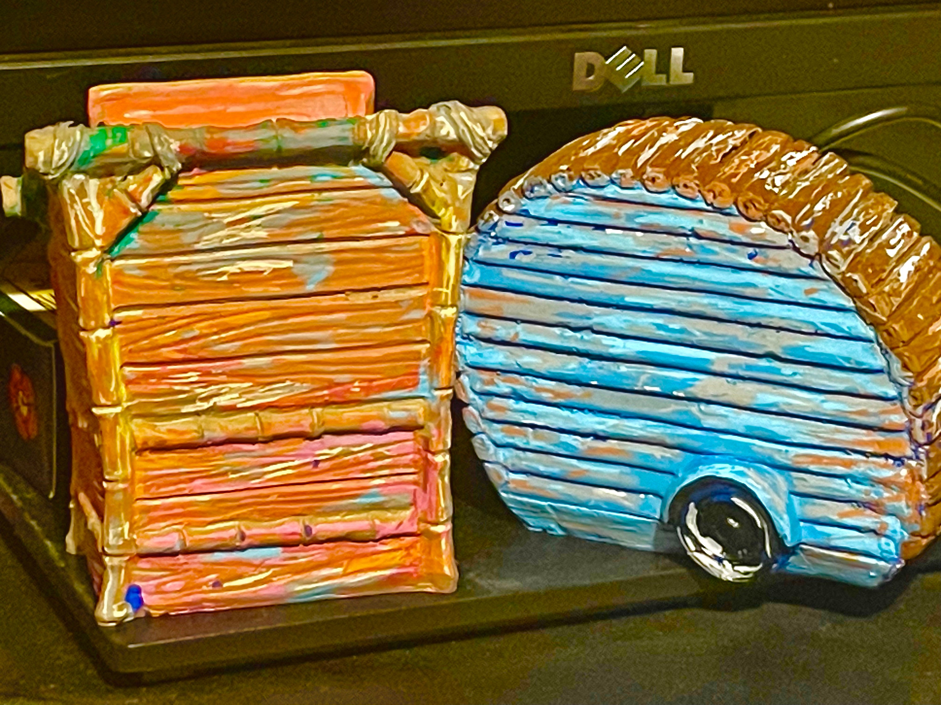 Tiki Bar and Trailer Miniatures - Found Tropical Objects - Hand-painted ...