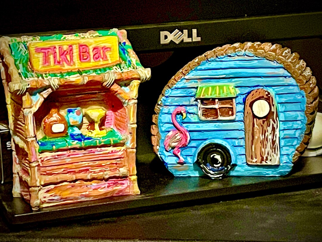 Tiki Bar and Trailer Miniatures - Found Tropical Objects - Hand-painted ...