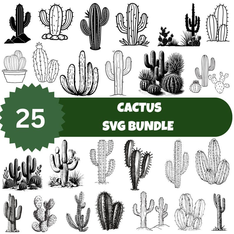 Cactus SVG Bundle: Succulent Cut Files for Cricut, Silhouette (digital ...