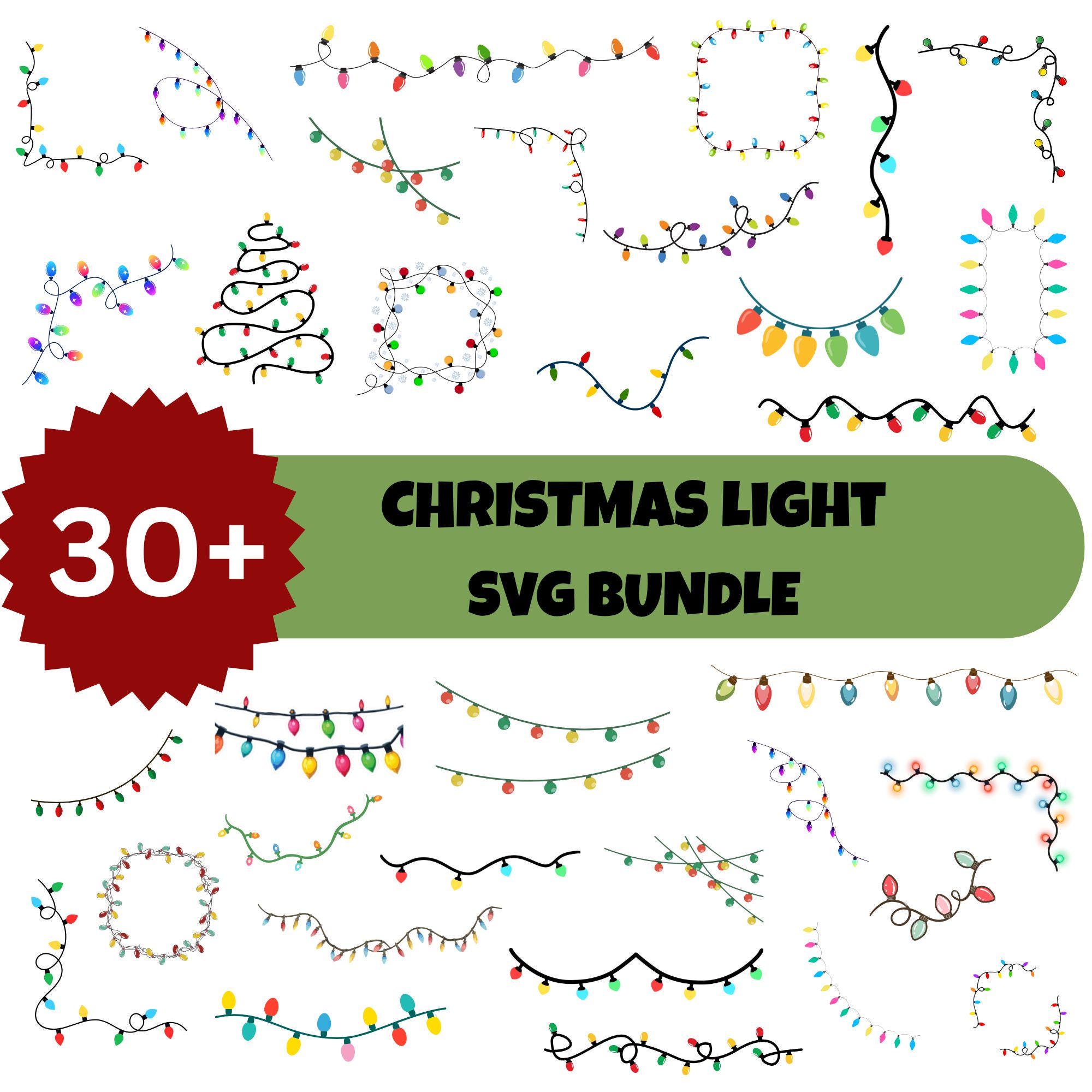 Christmas Lights SVG Bundle: Canva Editable, Cricut, PNG, AI, Eps - Etsy