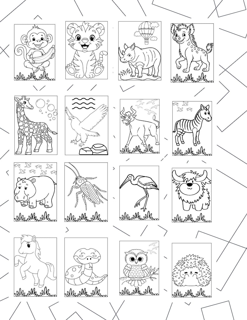 100 Animal Coloring Pages for Toddlers, Easy Activity (digital Download ...