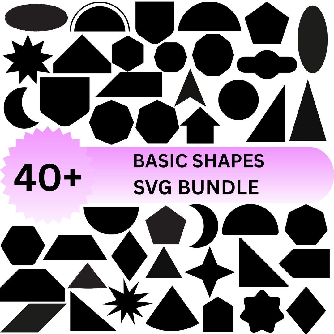 Basic Shapes SVG Bundle: Geometric Clipart, Name Tags (digital Download ...