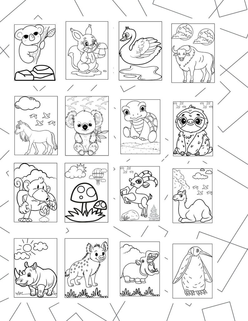 100 Animal Coloring Pages for Toddlers, Easy Activity (digital Download ...