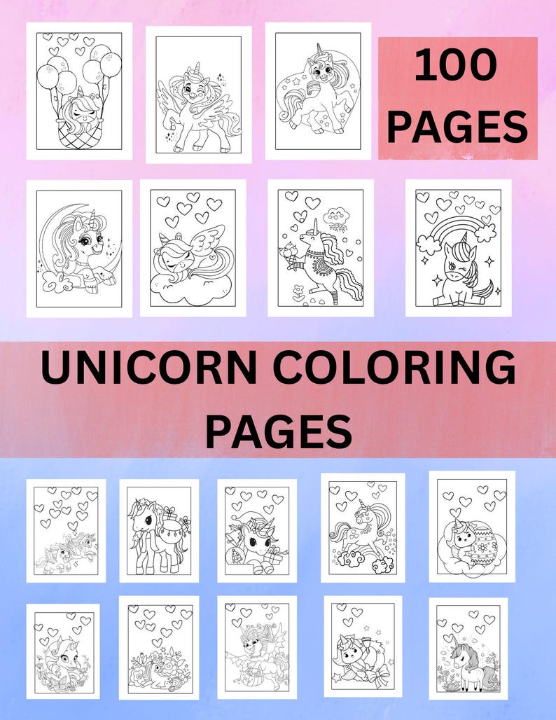 Unicorn Coloring Pages, Magical Illustrations (PDF Download) - Etsy
