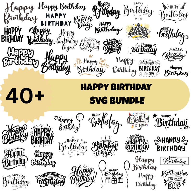 Happy Birthday SVG Cut File: Cricut & Silhouette Designs (digital ...