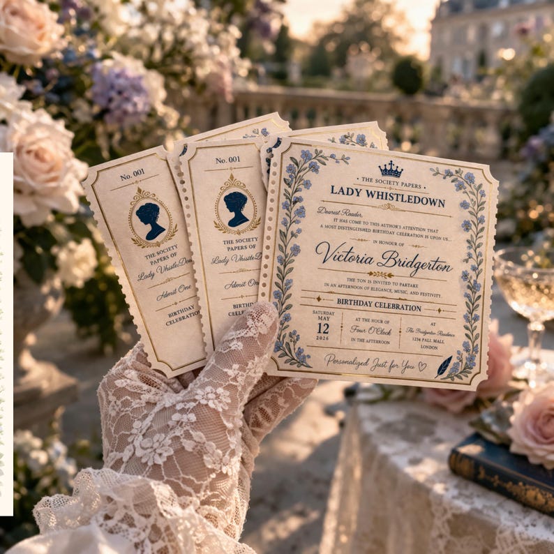 Regency Ticket Invitation Template Tea Party Birthday Invite Elegant ...