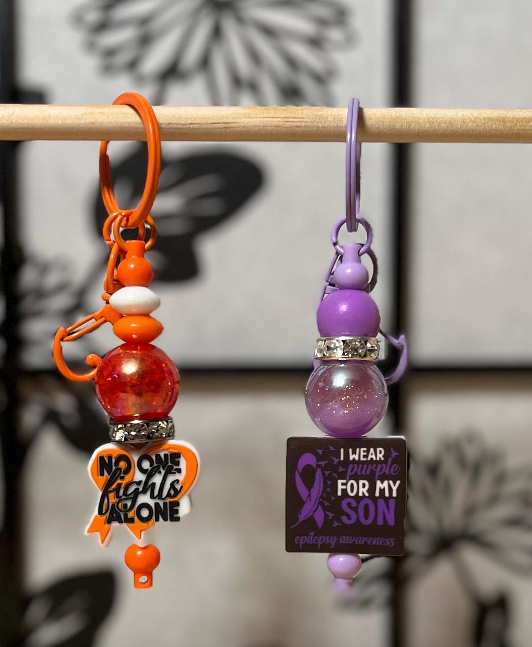 No One Fights Alone COPD Orange Ribbon Disease Awareness Keychain ...