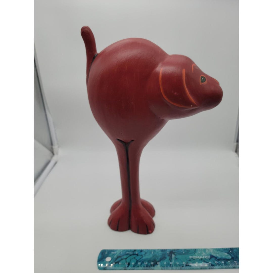 MCM Dog Figurine Brown Tan 9" Tall Cute Wood Statue Derpy - Etsy