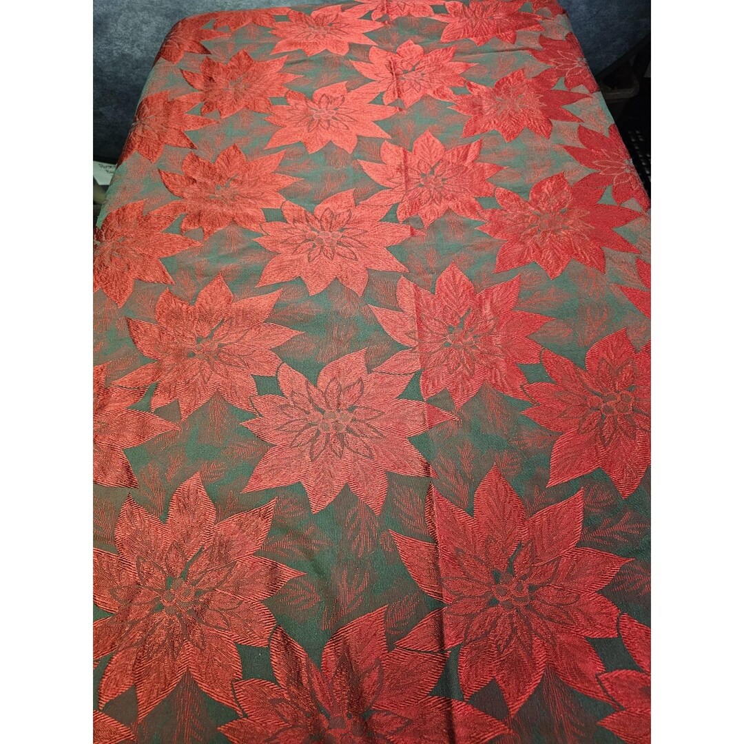 Vintage 1980s Christmas Tablecloth Pointsettias Rectangular - Etsy