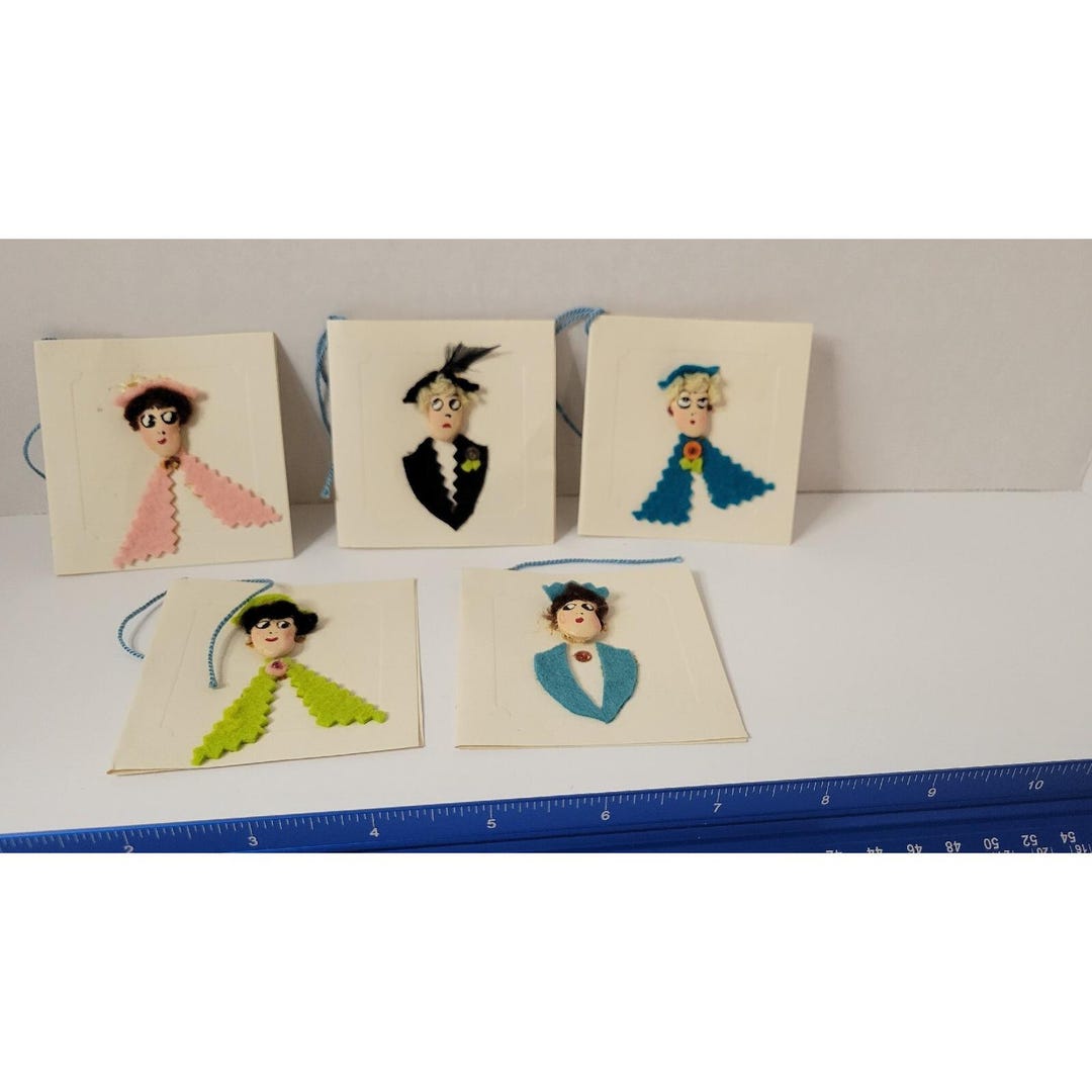 Vintage Hand Decorated Tally Cards Name Tags Journaling Lot of 5 ...