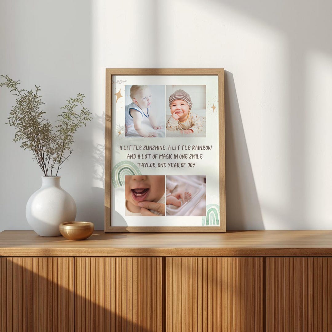 Editable Boho Rainbow Custom Sign Printable Sign With Photos Neutral ...