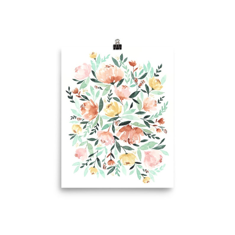 Pink Mint Watercolor Wall Art DIGITAL FILE | (not Printed) 11x14, 8x10 ...