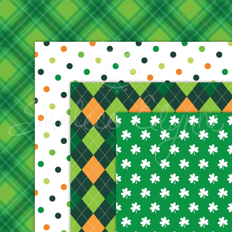 St. Patrick's Day Digital Paper Pack 12x12 Instant - Etsy