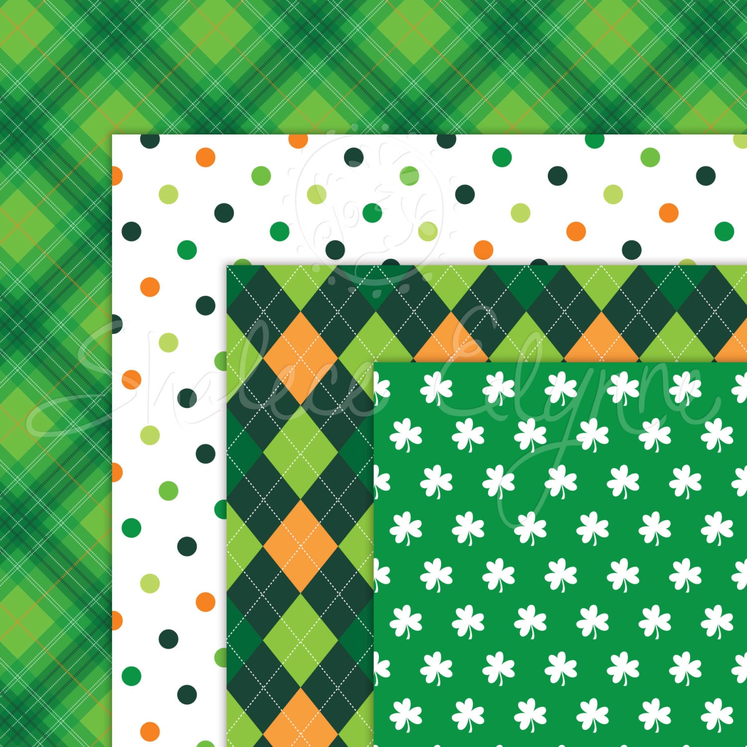 St. Patrick's Day Digital Paper Pack 12x12 Instant - Etsy