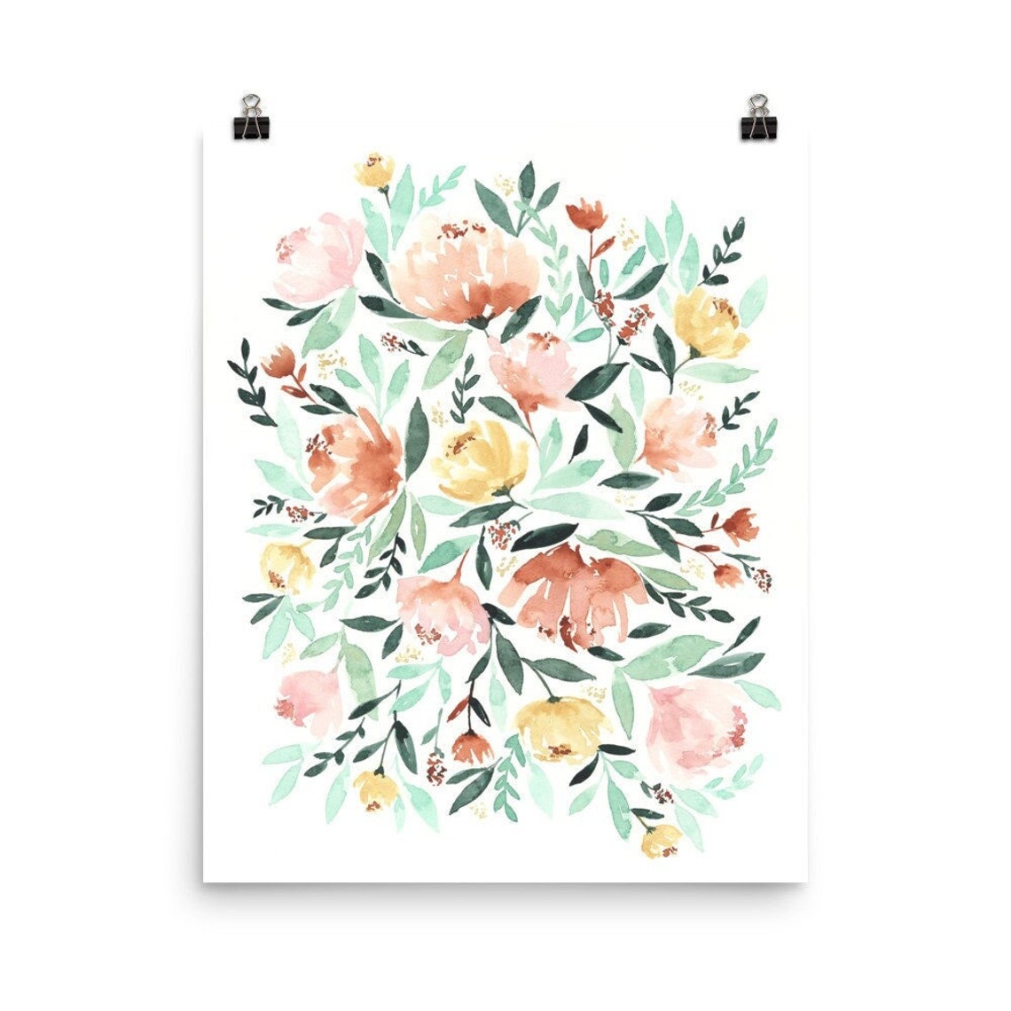 Pink Mint Watercolor Wall Art DIGITAL FILE | (not Printed) 11x14, 8x10 ...