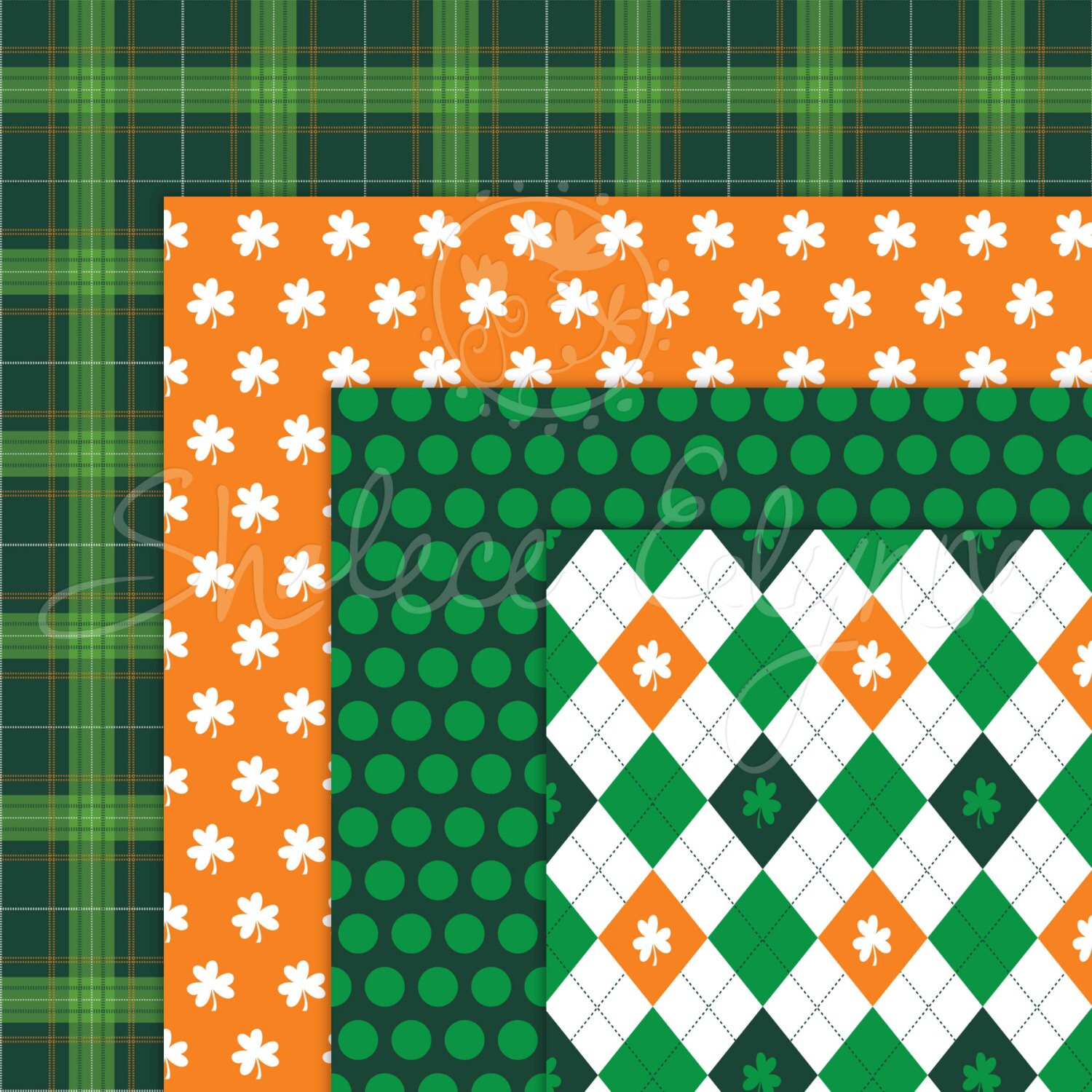 St. Patrick's Day Digital Paper Pack 12x12 Instant - Etsy