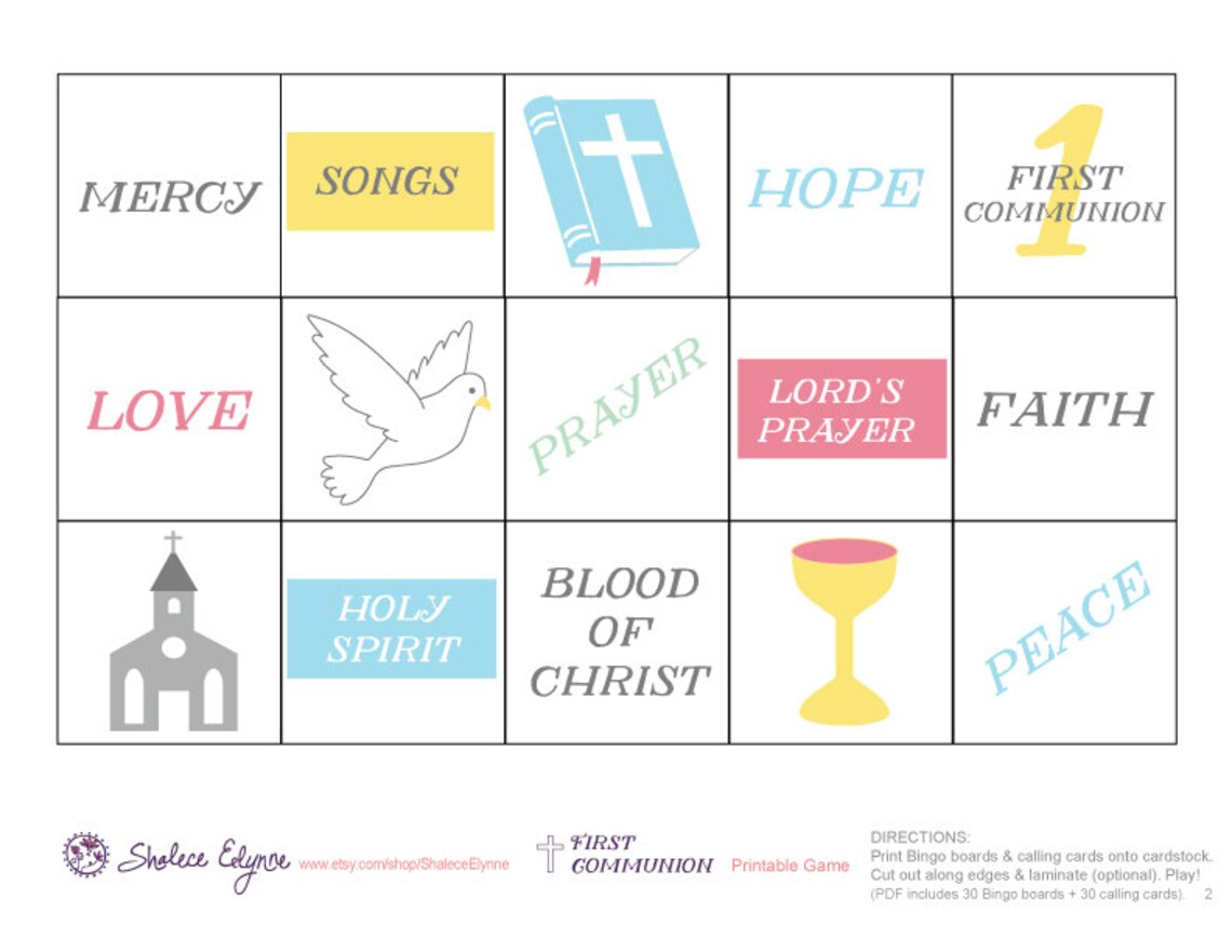 First Communion BINGO Printable Game | Instant Download | Classroom ...