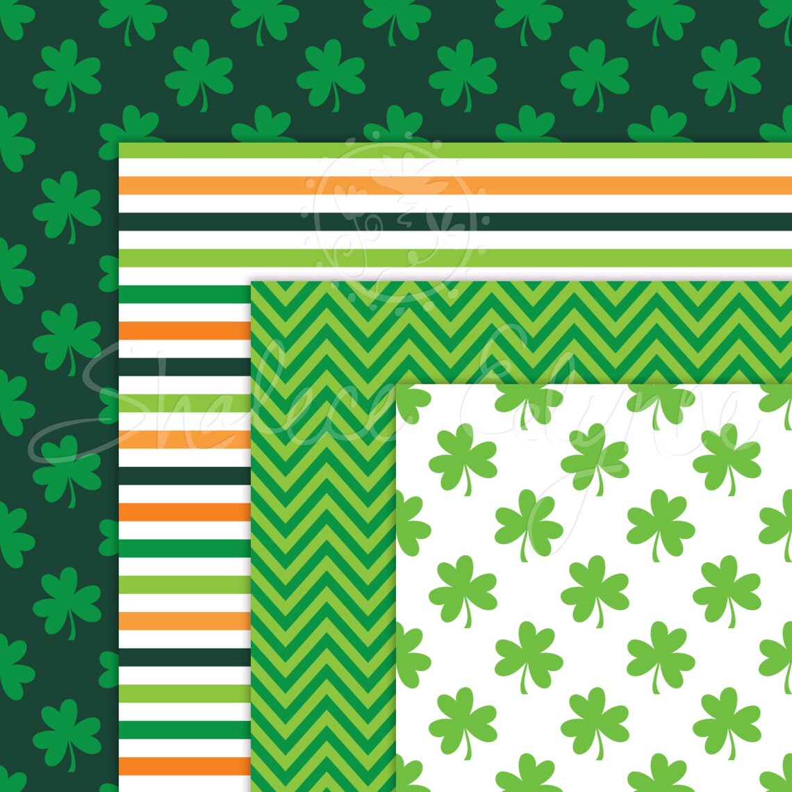 St. Patrick's Day Digital Paper Pack 12x12 Instant - Etsy