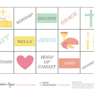 First Communion BINGO Printable Game | Instant Download | Classroom ...
