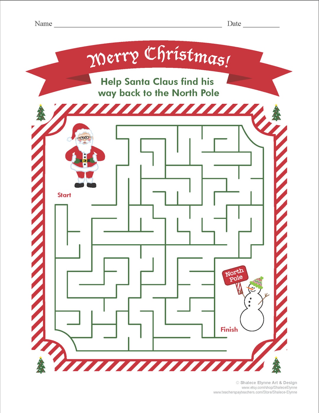 Christmas MAZE Printable Game, Instant Download - Etsy