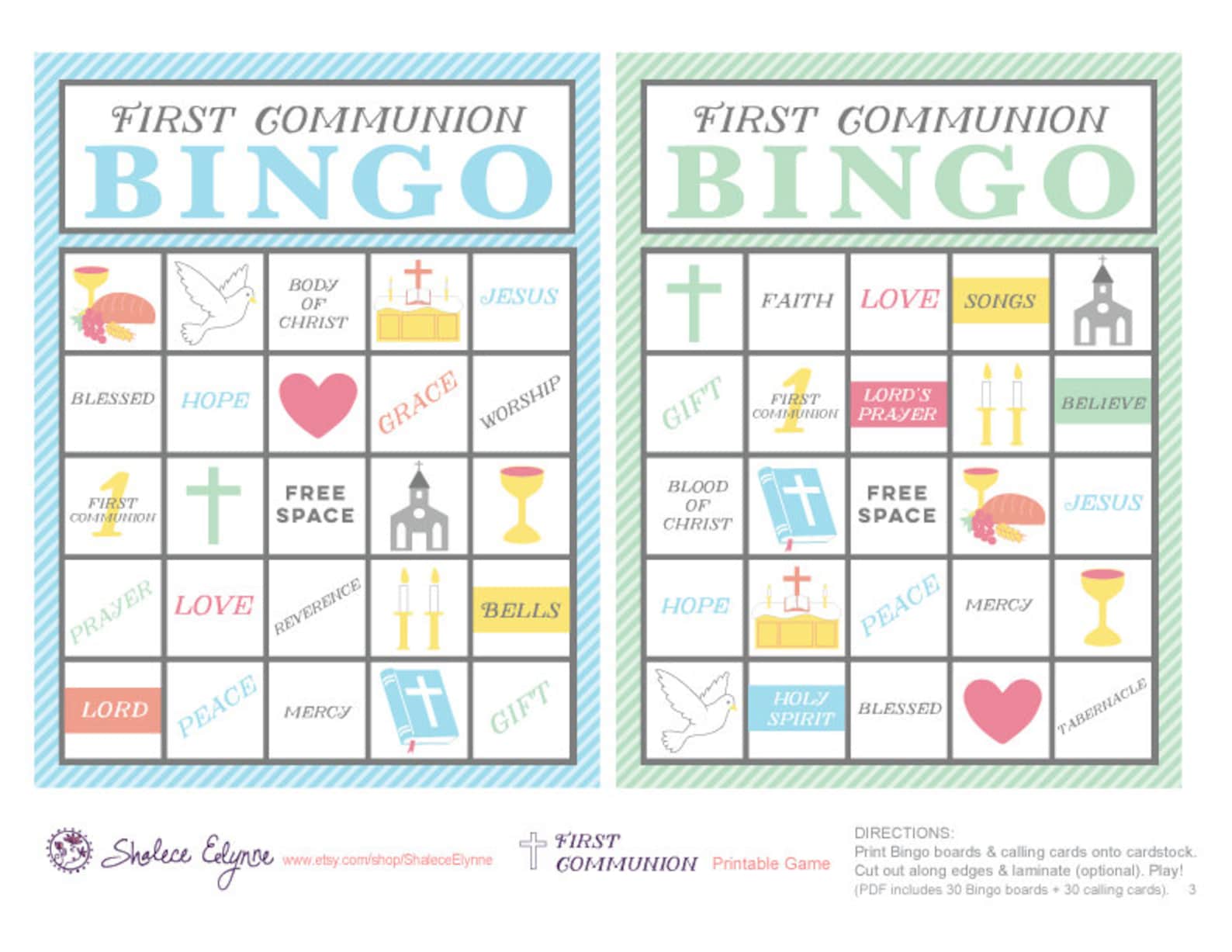 First Communion BINGO Printable Game | Instant Download | Classroom ...