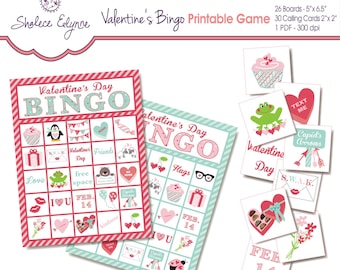 Valentine Printable Bingo Game - Etsy