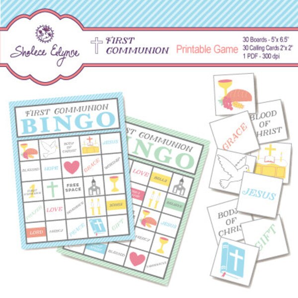 First Communion BINGO Printable Game Instant Download Classroom Student ...