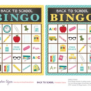Back to School BINGO Printable Game, Instant Download - Etsy