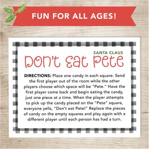 Christmas Party Games Don't Eat Pete Christmas Printable Christmas Game ...