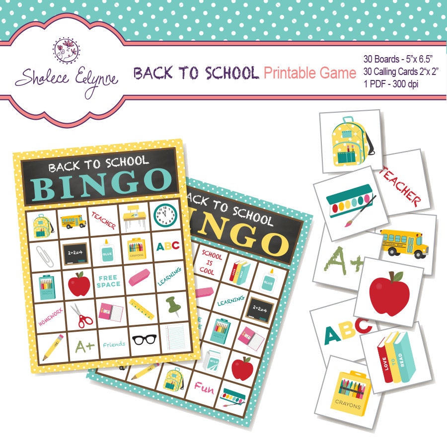 Back to School BINGO Printable Game, Instant Download - Etsy
