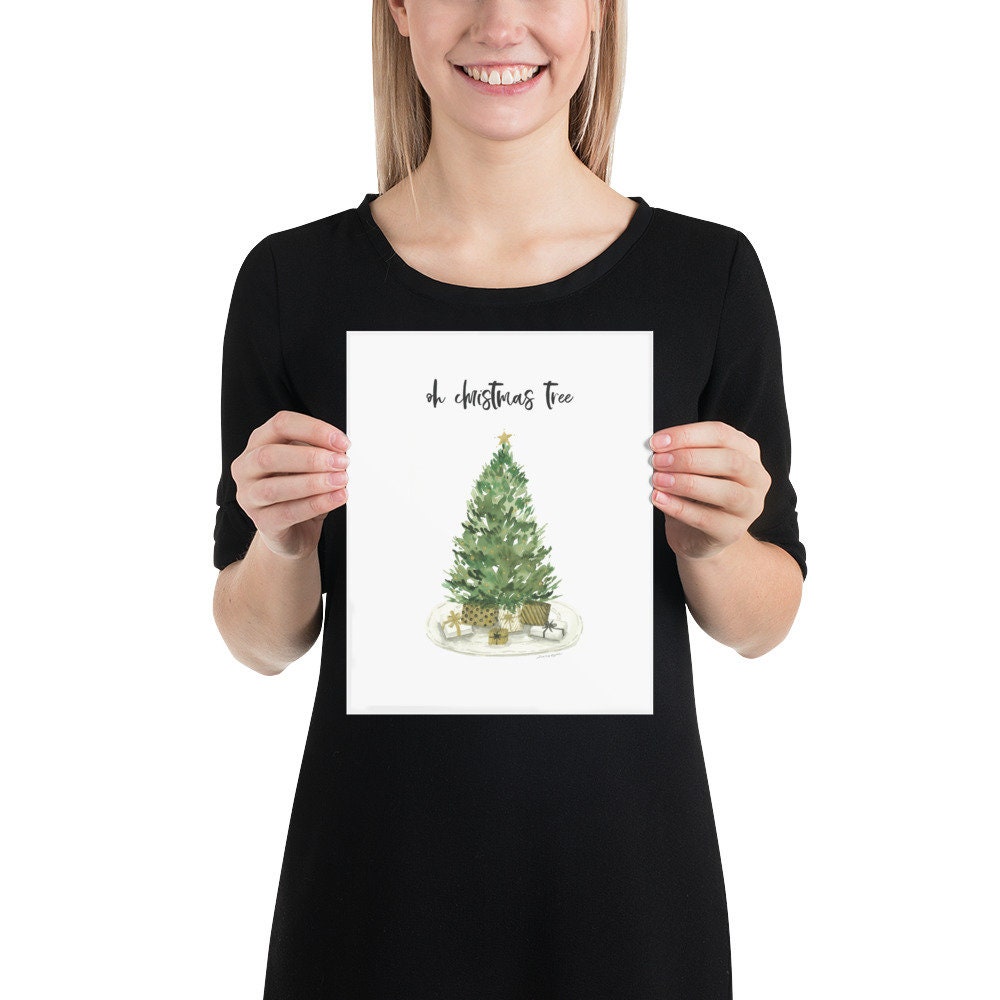 Christmas Tree and Gifts Watercolor Print - Etsy