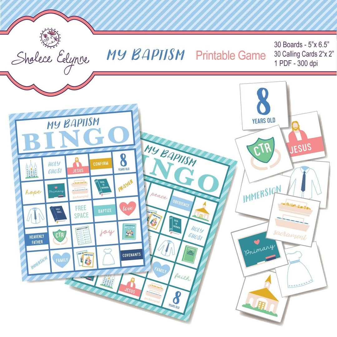 Baptism 8 Year Old BINGO Game, DIY Printable Instant Download | 8 is ...