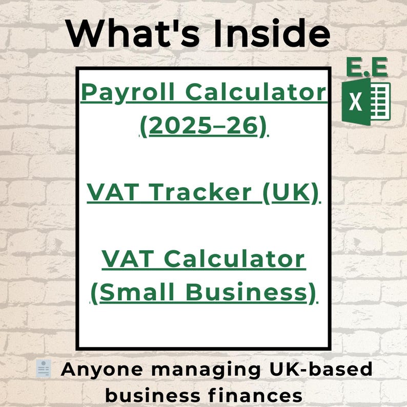 Payroll + VAT Starter Pack (excel Templates, UK) - Etsy Australia