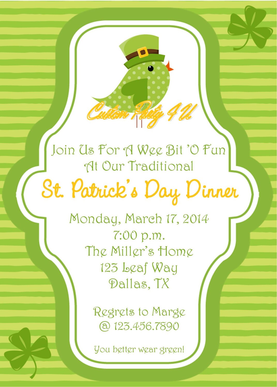 NEW St Patrick s Day Invitation Etsy