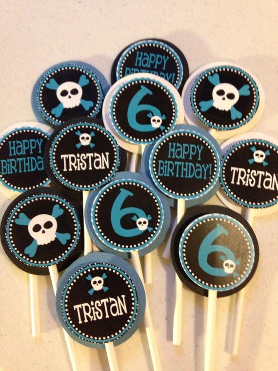 Skull Boy Cupcake Toppers by CustomParty4U | Catch My Party