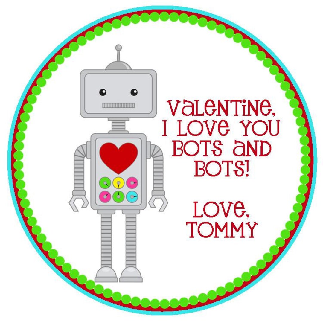 Robot Valentine's Favor Tags or Stickers - Etsy