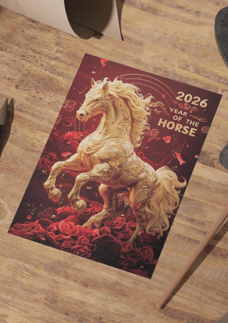 Chinese Lunar New Year 2026 Horse Themed Artwork: Digital Download ...