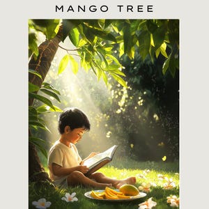 Hawaiian Boy Reading Under Mango Tree Art Print: Cottagecore Digital ...