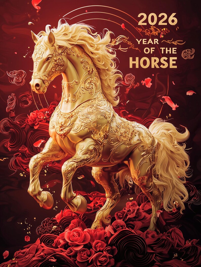 Chinese Lunar New Year 2026 Horse Themed Artwork: Digital Download ...