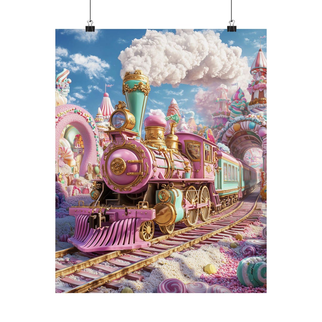 Candyland Steam Train Illustration, 16 X 20, Matte Vertical Poster ...