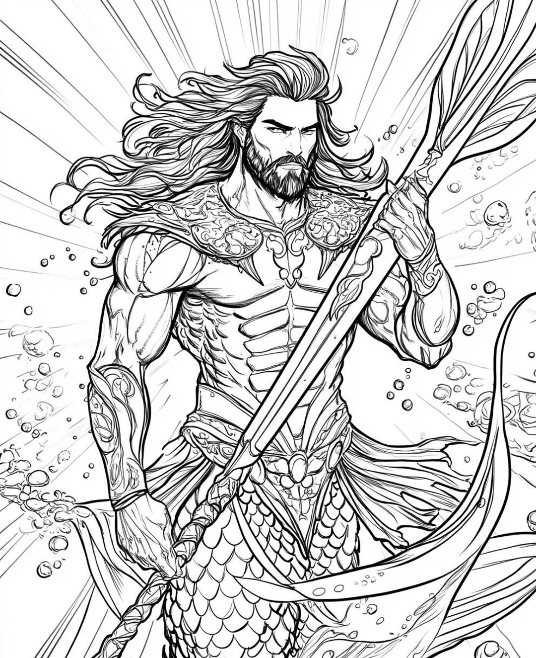 Coloring Pages, 5 Strong Warrior Merman Coloring Pages, Printable ...