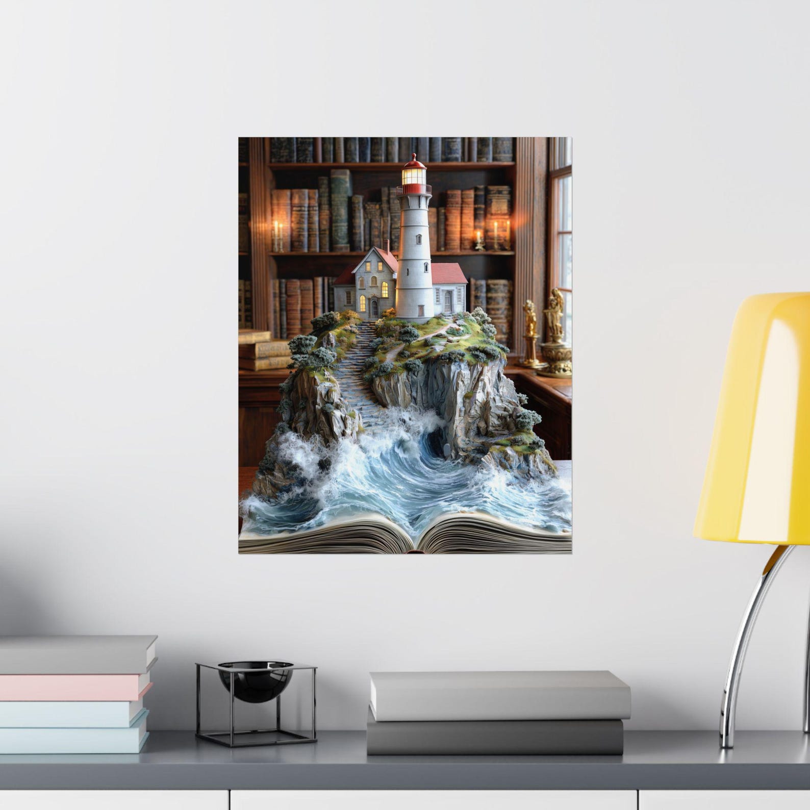 Lighthouse Storybook Diorama, 16 X 20 Matte Vertical Poster, Fantasy ...