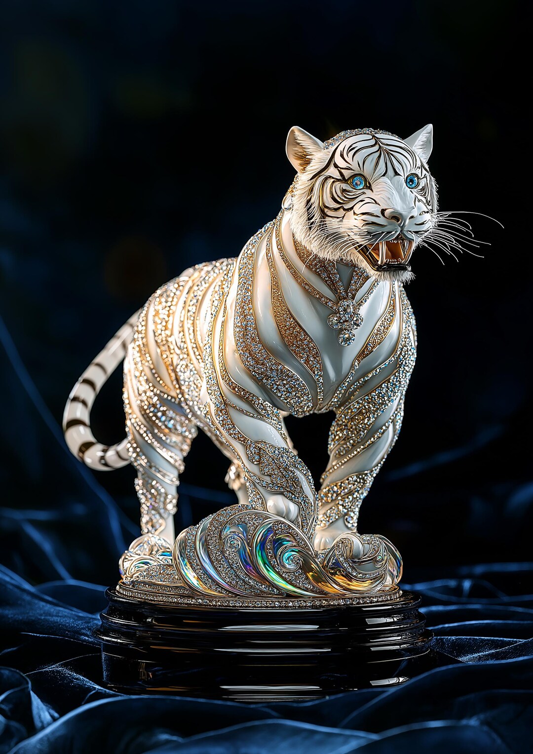 Jeweled White Tiger Art Print: Elegant Fantasy Design (digital Download ...