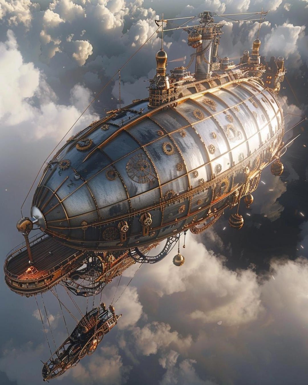 Steampunk'd Airship, Hyper Realistic Design, Victorian Science Fiction ...