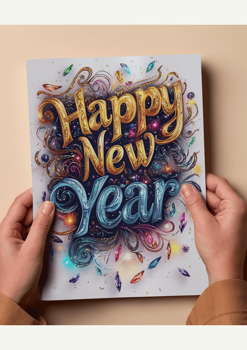 Happy New Year Elegant Themed Artwork: Digital Download, Printable Art ...