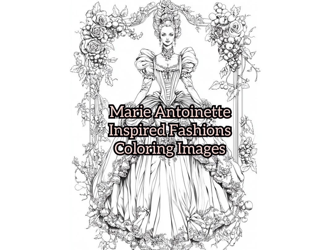 Marie Antoinette Fashion Coloring Pages: 50 Printable Designs (digital ...