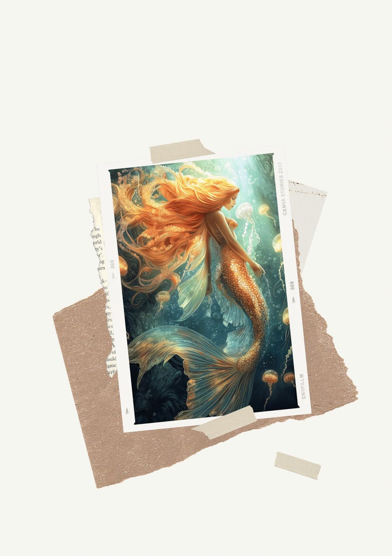 Mermaid Themed Artwork: Digital Download, Printable Art for Crafting ...