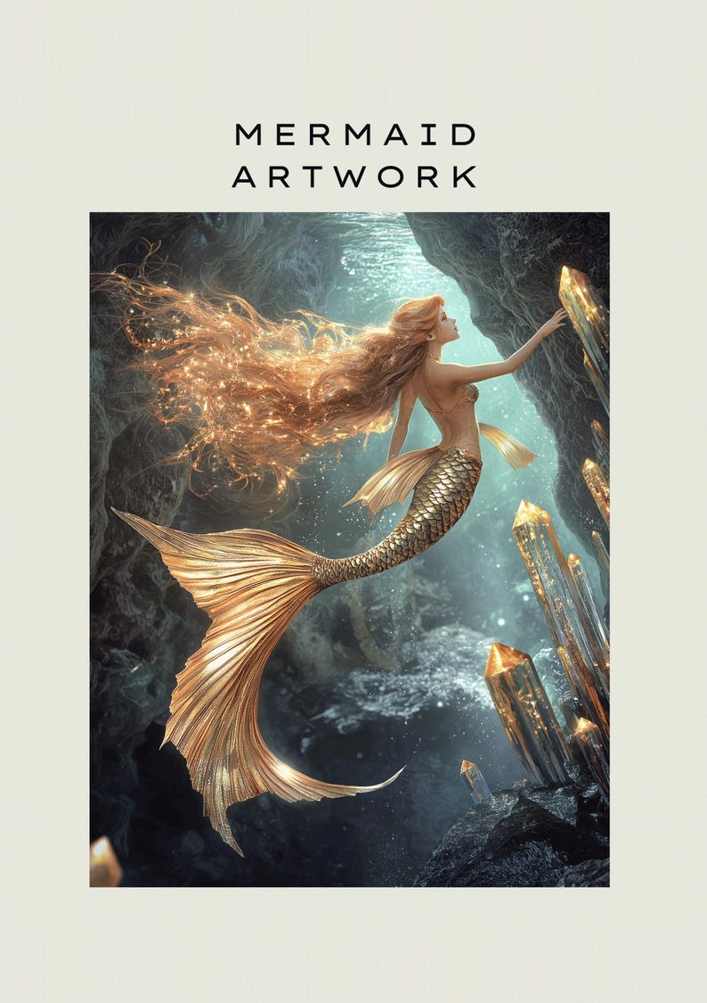 Mermaid Themed Artwork: Digital Download, Printable Art for Crafting ...