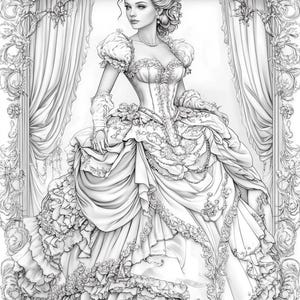 Marie Antoinette Fashions Coloring Printable Images for Adults Teens ...