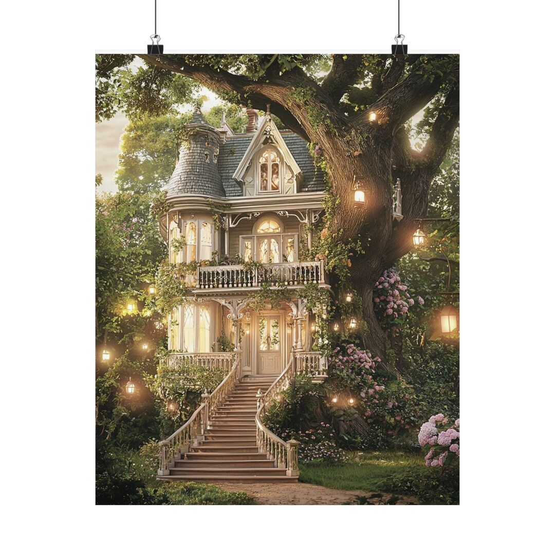 Treehouse Matte Vertical Poster, Victorian Architecture, Home Office ...